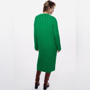 Zara | Dresses | Zara Green Ribbed Knit Dress | Poshmark